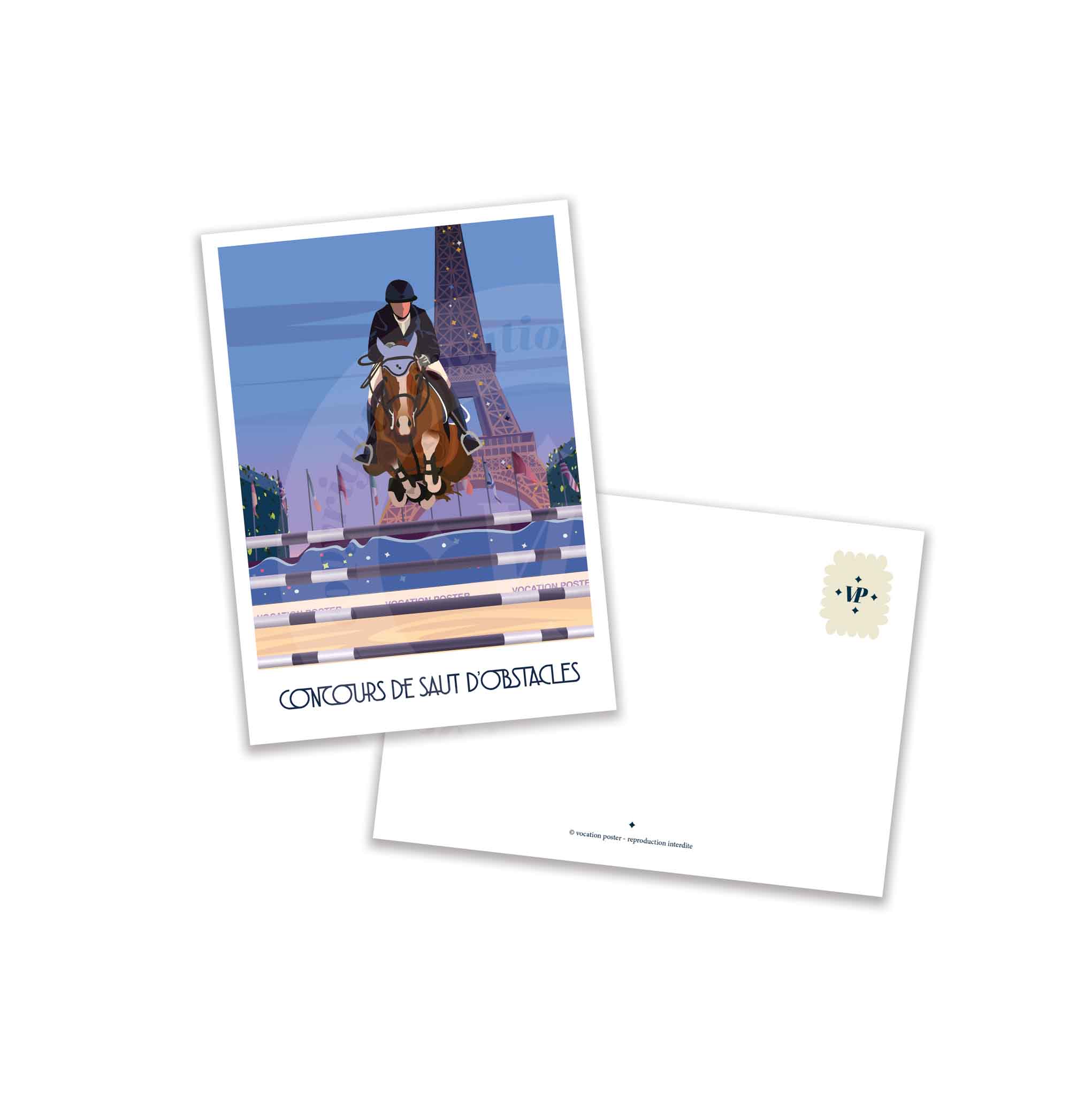 Carte postale cheval Paris Tour Eiffel